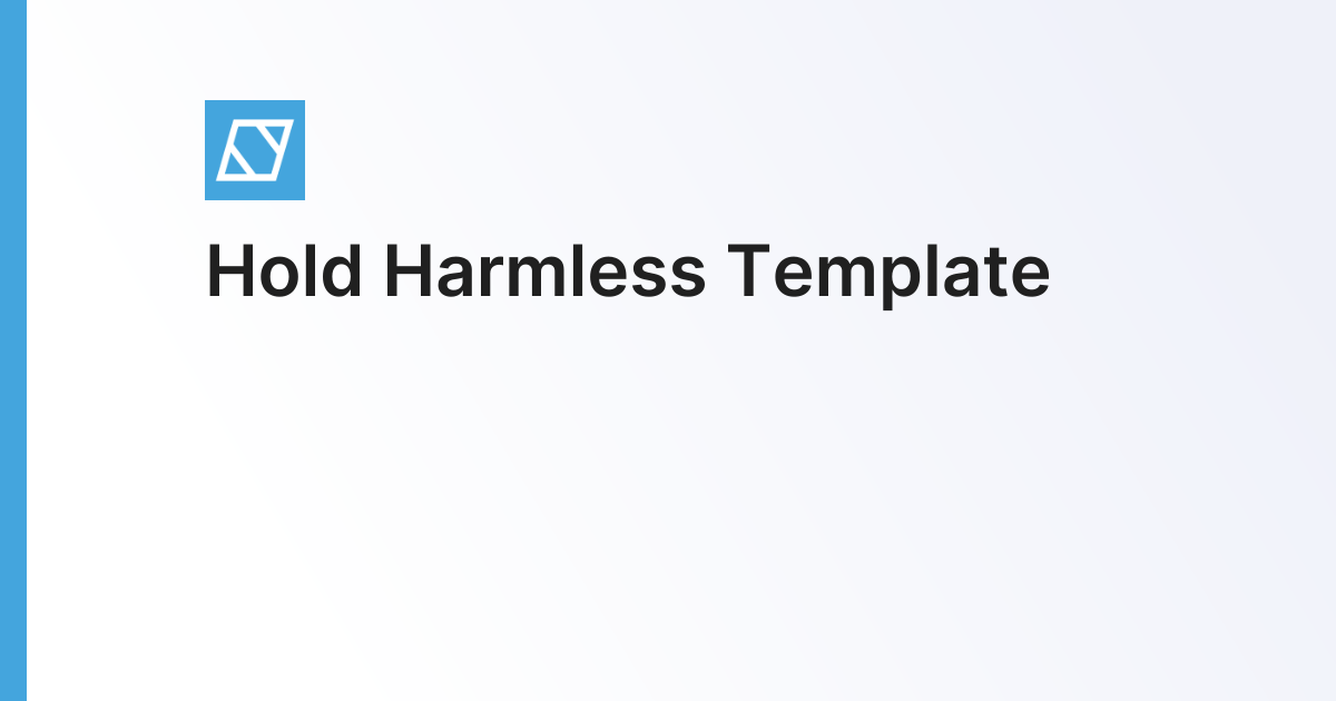 Hold Harmless Template