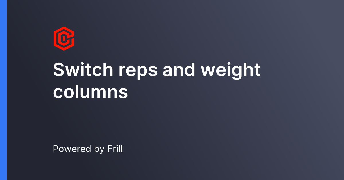 Switch reps and weight columns | Frill.co