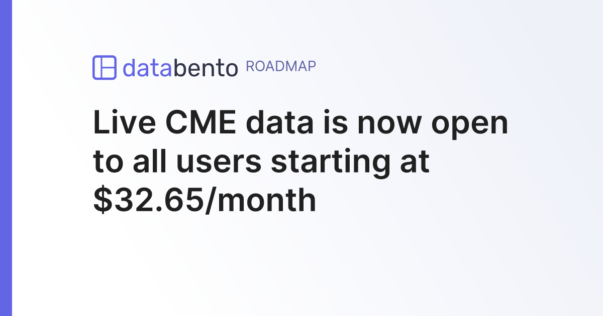Live CME data is now open to all users starting at $32.65/month
