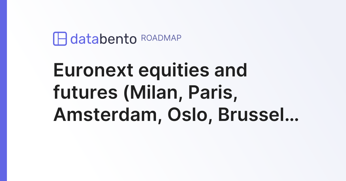 Euronext equities and futures (Milan, Paris, Amsterdam, Oslo, Brussels ...