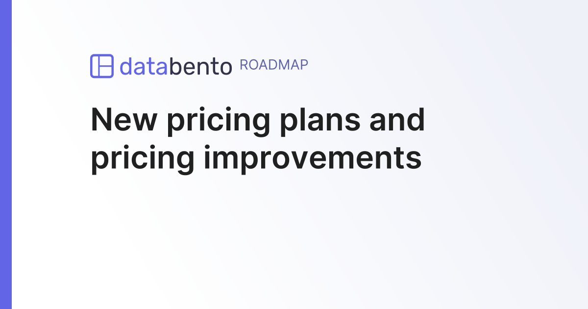 New pricing plans and pricing improvements