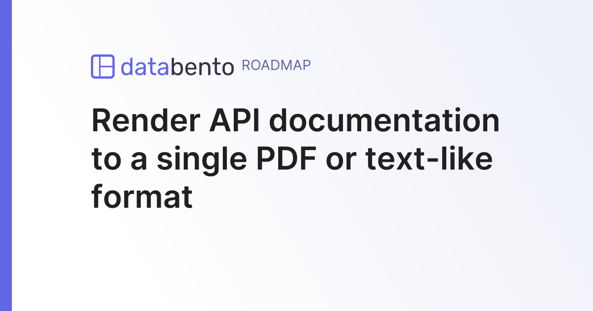 Render API documentation to a single PDF or text-like format