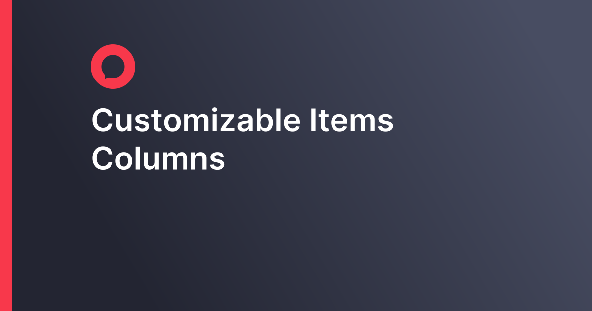 Customizable Items Columns
