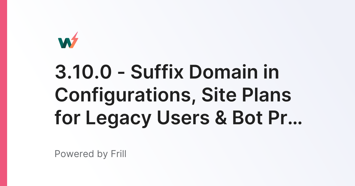 3.10.0 - Suffix Domain in Configurations, Site Plans for Legacy Users ...