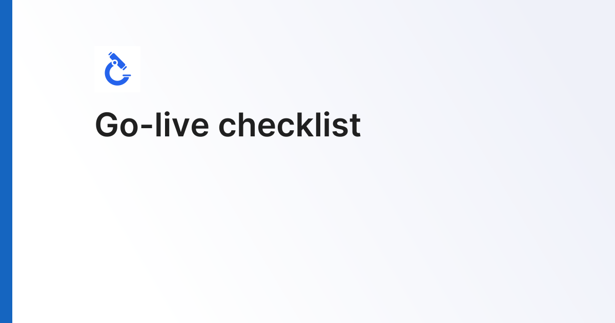 Go-live checklist