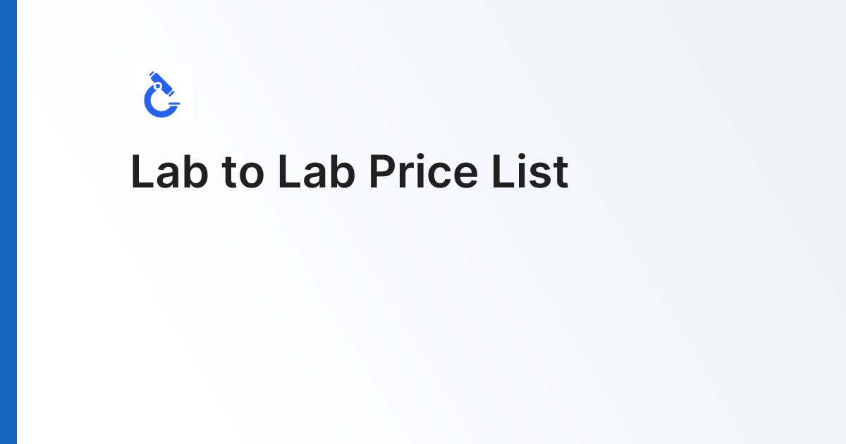Lab to Lab Price List
