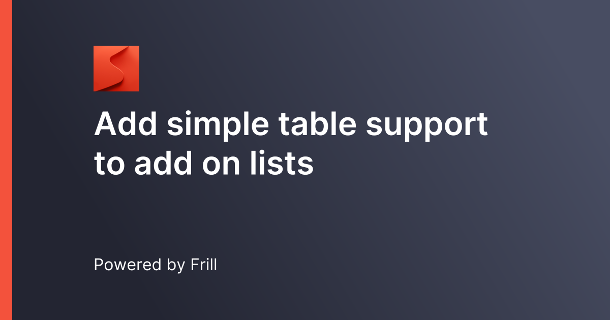 Add simple table support to add on lists | Frill.co