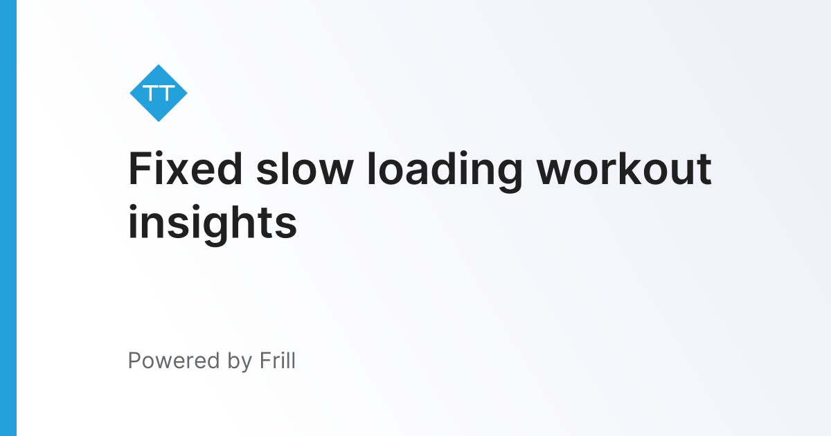 Fixed slow loading workout insights | Frill.co